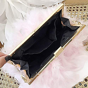 FENICAL Evening Purse with Pearl Strap Chain Clutch Bags Crossbody Bag for Women Girl Ladies (Pink)