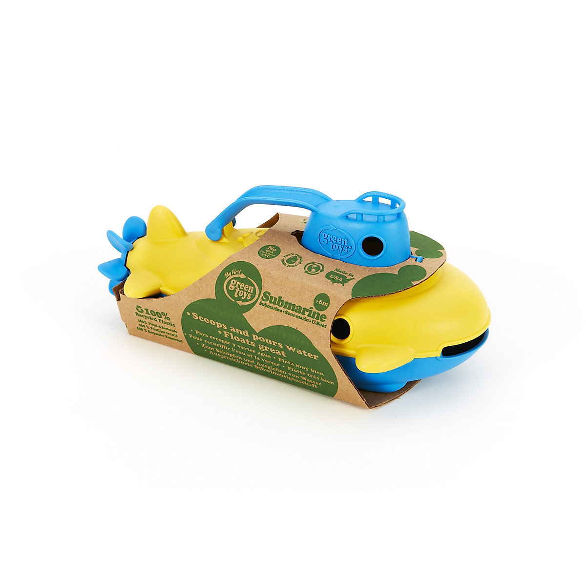 Green Toys Submarine - BPA, Phthalate Free Blue Watercraft with Spinning Rear Propeller Made from Recycled Materials. Safe Toys for Toddlers