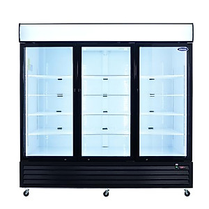 Durable Commercial Freezer with Triple Glass Door, 70 cu. ft. Large Capacity Freezer for Restaurant, Minimart, Bakery, Coffee Shop, 81" W x 34" L x 83" H