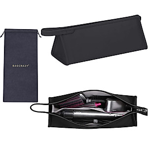 Pu Leather Travel Case Compatible with Dyson Airwrap Styler/Shark Flexstyle, Portable Carrying Case for Dyson Supersonic Hair Dryer, Shockproof Protection Organizer Bag Travel Storage Bag, Black