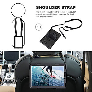 BRAECN for Galaxy Tab S4 10.5" Case,Heavy Duty Shock-Proof Case with 360 Degree Kickstand/Hand Strap and Carrying Shoulder Strap for Samsung Galaxy Tab S4 10.5 inch 2018 SM-T830/T835/T837(Black)