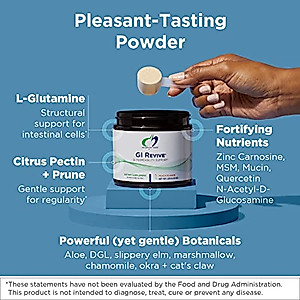 Designs for Health GI Revive Gut Health Powder - L Glutamine & Citrus Pectin for Digestive Health + Slippery Elm, Marshmallow Root & Cat's Claw for Healthy Intestinal Function (28 Servings)
