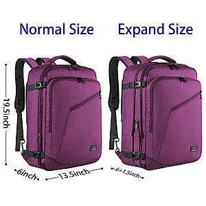 MATEIN Travel Backpack for Women, Expandable Flight Approved Carry on Water Resistant Lightweight Suitcase, Large Business Weekender Personal Item Backpack, Gift for Traveler, Purple