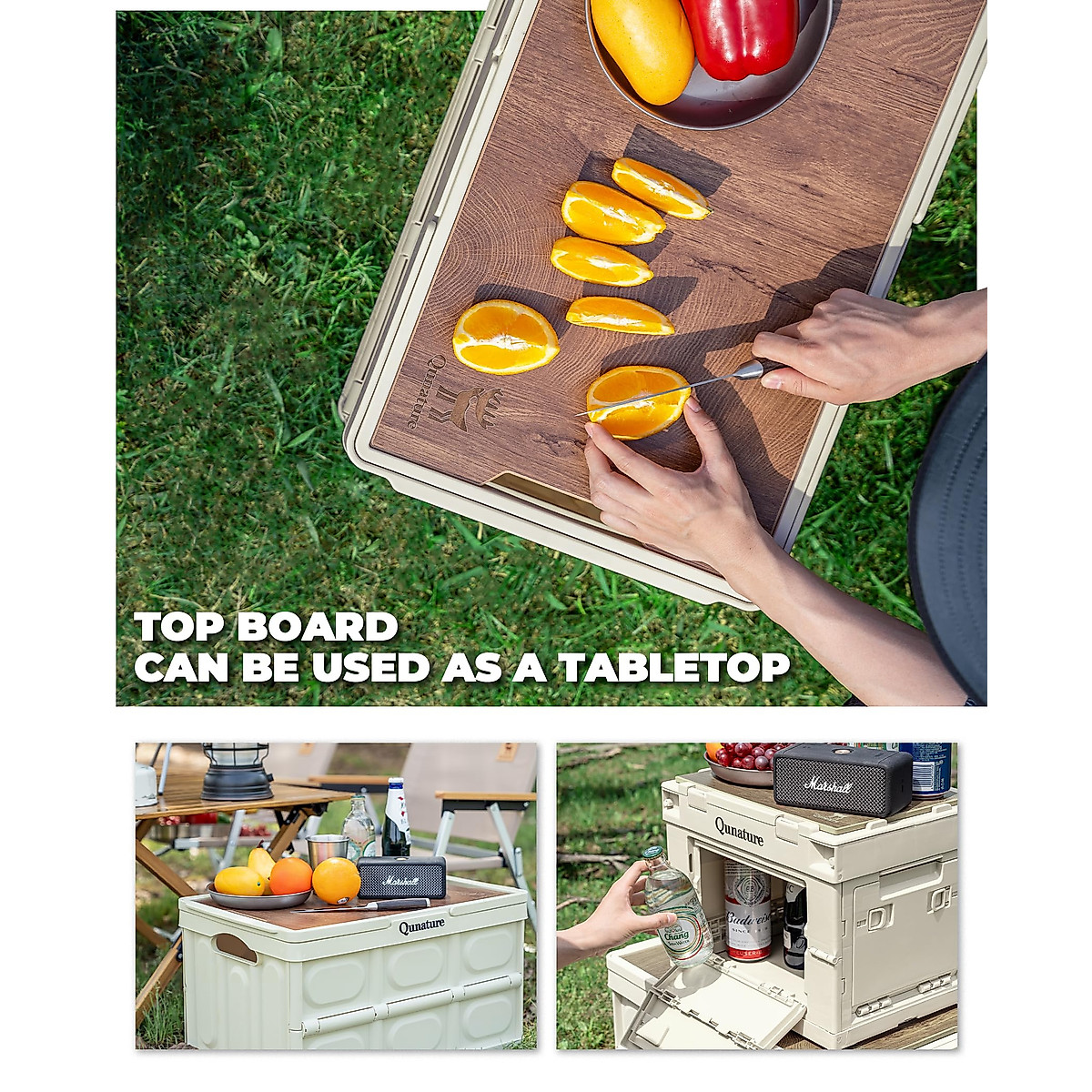 Collapsible Storage Bins Box with Lids and Handle 55L Camping Storage Box Foldable Plastic Storage Bin for Fishing Car RV, Office