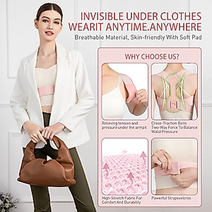 Updated Posture Corrector for Women, Adjustable Upper Back Brace for Clavicle Support and Providing Pain Relief from Neck, Shoulder - Comfortable Upright Back Straightener (Pink) (M 31-36 Inch)