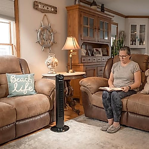 Comfort Zone Oscillating Portable Tower Fan, 32 inch, 3 Speed, 90 Degree Oscillation, Portable Built-in Carry Handle, Quiet Operation, Ideal for Home, Bedroom & Office, CZ12386