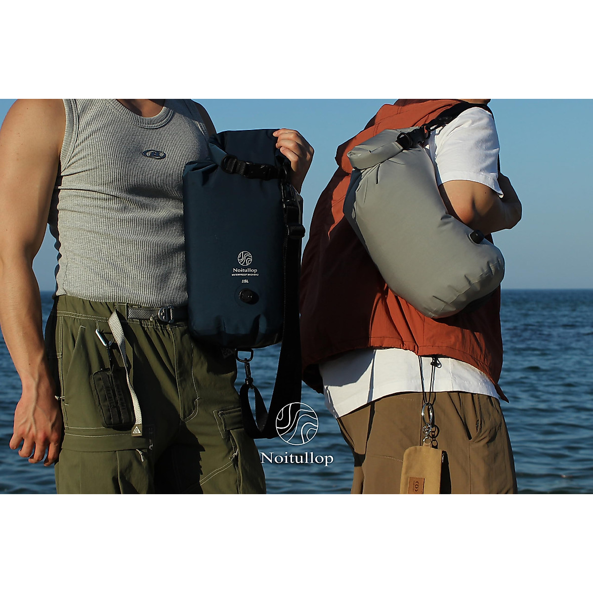 Noitullop Washbag Portable Washing Machine - 15L Fully Waterproof Dry Bag - Lightweight Compact Nylon Washing Machine - Portable Manual Clothes Washer Laundry Bag (Navy)