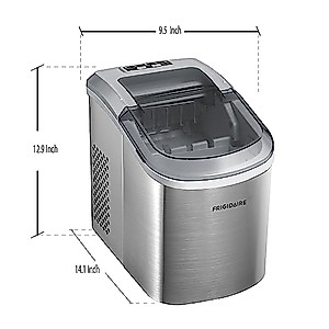 Frigidaire Countertop Ice Maker, Compact Machine, 26 lbs per day, Stainless