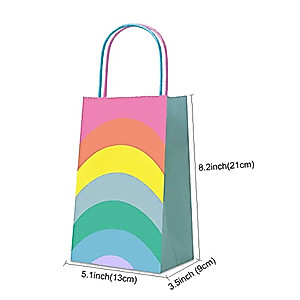 18PCS Rainbow Party Favor Bags, Small Gift Bags Bulk, Paper Gift Bags with Handles, Bulk Gift Bags Small Size, Goodie Bags for Kids Birthday Party Bags, Paper Bags with Handles, Mini Gift Bags Cmecial