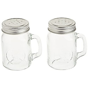 Circleware Mason Jar Rooster Mug Salt and Pepper Shakers, 5 oz, Clear