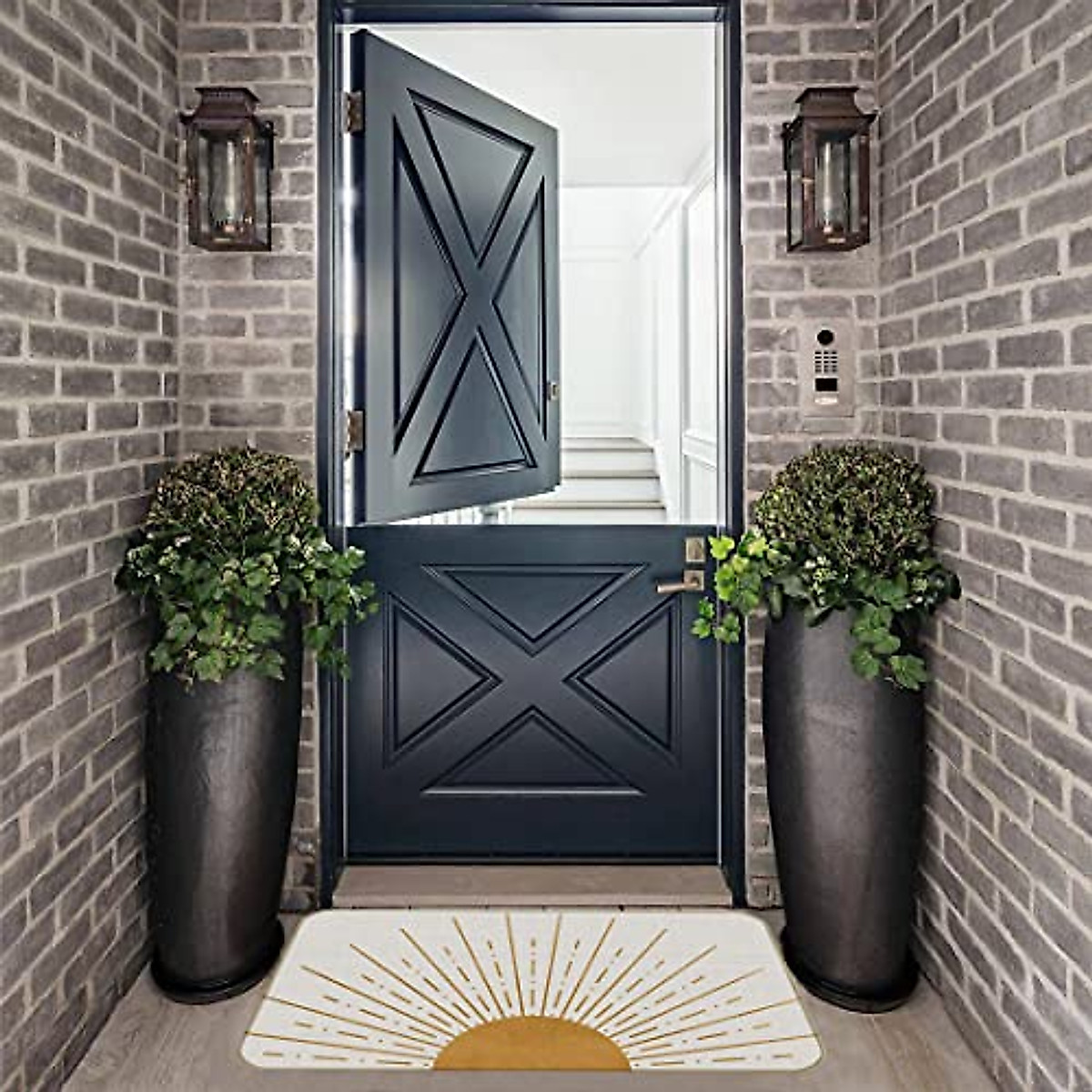 Boho Sun Sunrise Sunset Sunshine Radial Yellow Sun Rays 17''x30'' Doormat Decorative Entryway Bohemia Home Bedroom Living Room Bathroom Door Mat,Farmhouse Home Room Decor,Boho Lovers Girls Gift.