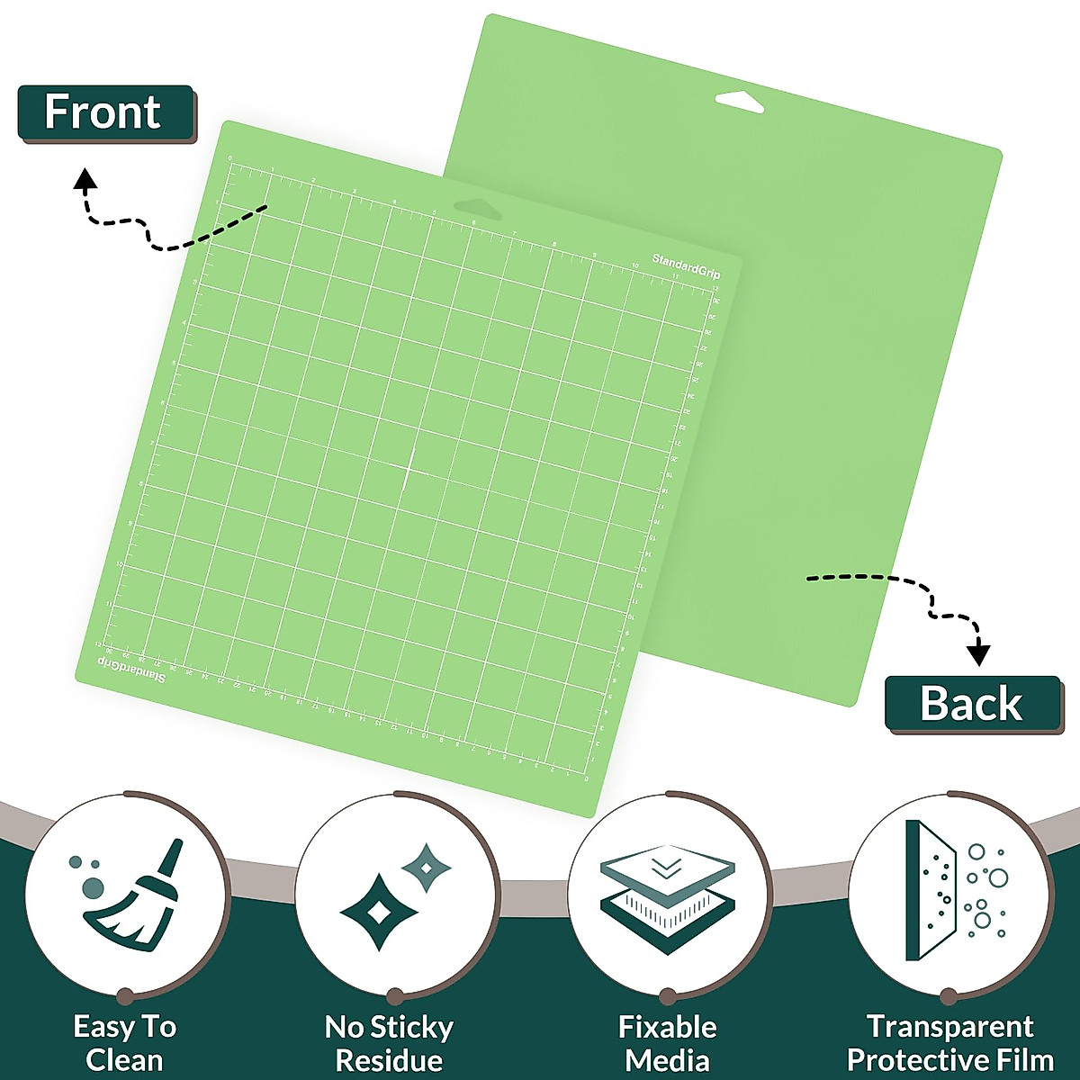 WISYOK 4 Pack 12x12 Inch Cutting Mats for Cricut Explore Air 2/Air/One/Maker, Adhesive Sticky Replacement Cut Mats (Standard, Light, Strong, Fabric) for Crafts, Quilting, Sewing
