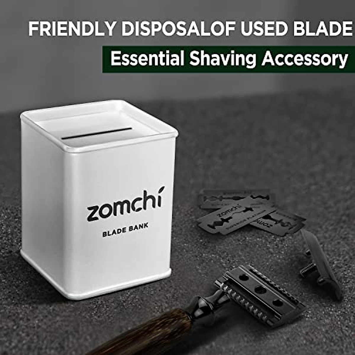 ZOMCHI Razor Blade Bank for Safety Razor Blade Storagement, Used Double Edge Safety Razor Blade Disposal Case (White)