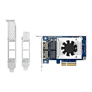 QNAP QXG-10G2TB Two Port 10GbE Network Card Supporting up to Five speeds (10GbE / 5GbE / 2.5GbE / 1GbE / 100MbE), and maximizes Your NAS and PC Network connectivity