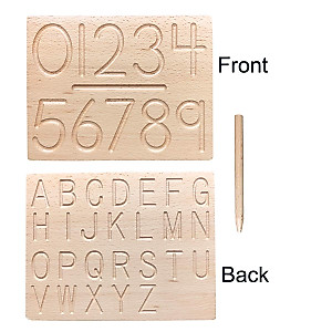 Mfumyy Montessori Alphabet Number Tracing Boards Double Sided Wooden Learn to Write ABC 123 Board Writing Practice Board for Kids Preschool Educational Toy,Homeschool Supplies (ABC+123 Board)