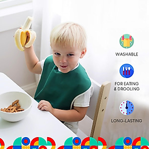 Toppy Toddler Large Waterproof Toddler Bibs with Snap Buttons - Red - 4 Bibs