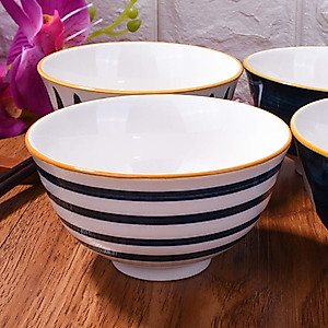 Cerficer Japanese Rice Bowls set, Ceramic Rice Bowls set of 4 for Rice Soup Oats