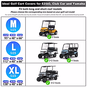 Rosefray Waterproof Golf Cart Cover for EZGO, Club Car and Yamaha Universal Fits for Most 2 Passenger Golf Cart,Black