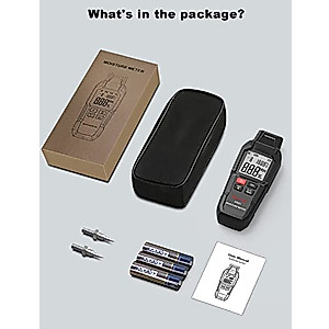 QLUUE Digital Moisture Meter, Moisture Tester with Replaceable pin, Temperature Measurement, Backlit LCD Display Moisture Detector for Wood, Building, Floor
