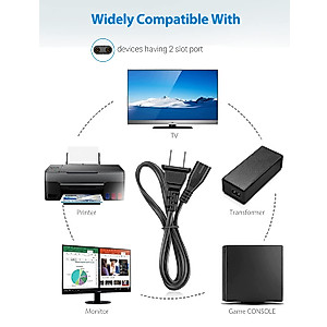 URWOOW AC Power Cord Compatible for XboxOne S, XboxOne X, XboxSeries X/S, Sony PS5 / PS4 / PS3 PlayStation 4 Slim, PSP, PSV Supply Cable Replacement 3 Feet (2pack)