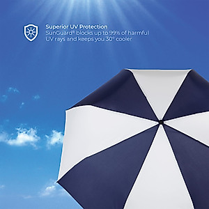 Totes Blue Line Golf Size Auto Open/Close Umbrella, Water Repellent Canopy, Black