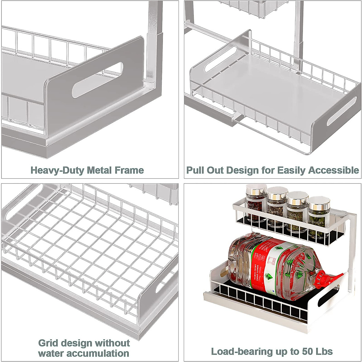 furihshe Under Sink Organizers and Storage, Pull Out Cabinet Organizer 2-Tier Slide Out Sliding Shelf Under Cabinet Storage Multi-Use for Under Kitchen Bathroom Under Sink Organizer