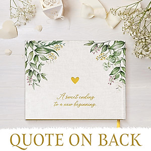 Elegant Guest Book with Linen Cover, Wedding Guest Book Capture Cherished Memories of Your Special Day, Memory Book with Place for Photo on The Cover, 120 Thick Papers with Stickers Messages