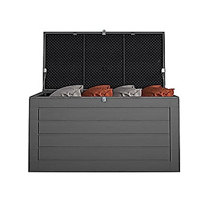 Cosco Outdoor Patio Deck Storage Box, Extra Large, 180 Gallons, Black and Charcoal