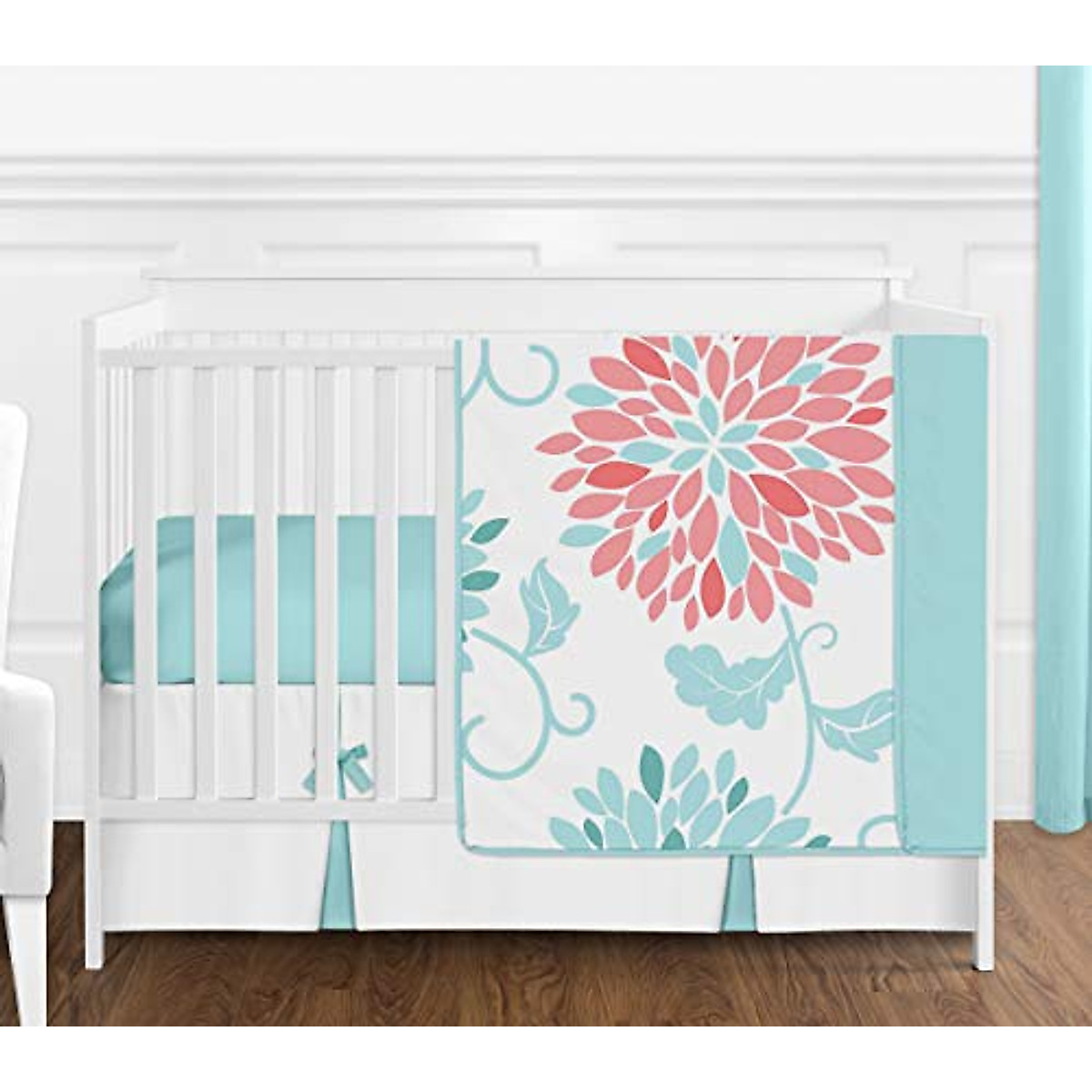 Baby Children Kids Clothes Laundry Hamper for Turquoise and Coral Emma Bedding Set