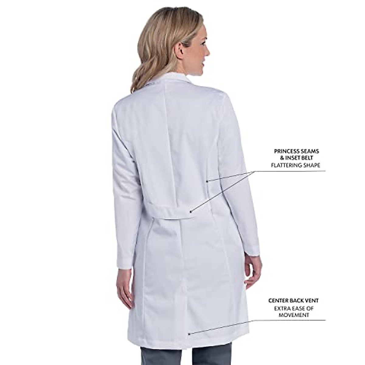 Landau womens Landau Relaxed Fit 5-pocket 4-button Full-length for Women 3153 Medical Lab Coat, White Twill, 16 US