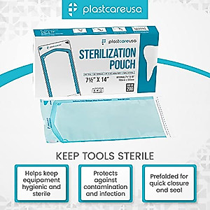 200 7.5 X 13 Self Sterilization Pouches for Dental Offices, Autoclave Sterilizer Bags Pouch for Dentist Tools, for Cleaning Tools, 200 Pouches Per Box, 1 Box of Paper Blue Film