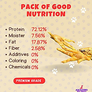 Amazing Dog Treats - Chicken Feet Dog Treats (25 Count) - All Natural Single Ingredient Chicken Feet for Dogs - Premium Quality Chicken Feet Dog Chews - Healthy Dog Treats