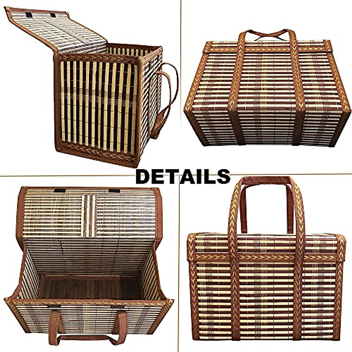 Picnic Basket for 2 with lid Handle,Picnic Baskets Empty for Gifts Cheap-Foldable