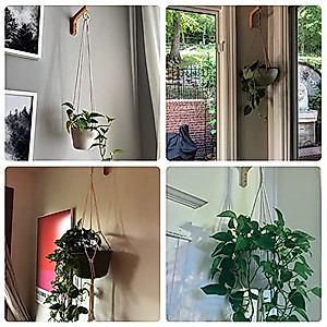 Jantens 2 Pack Hanging Plant Hook, Plant Hangers Indoor, Wooden Hanging Basket Hooks for Indoor Flower Baskets Pot Wind Chime Lanterns Planter