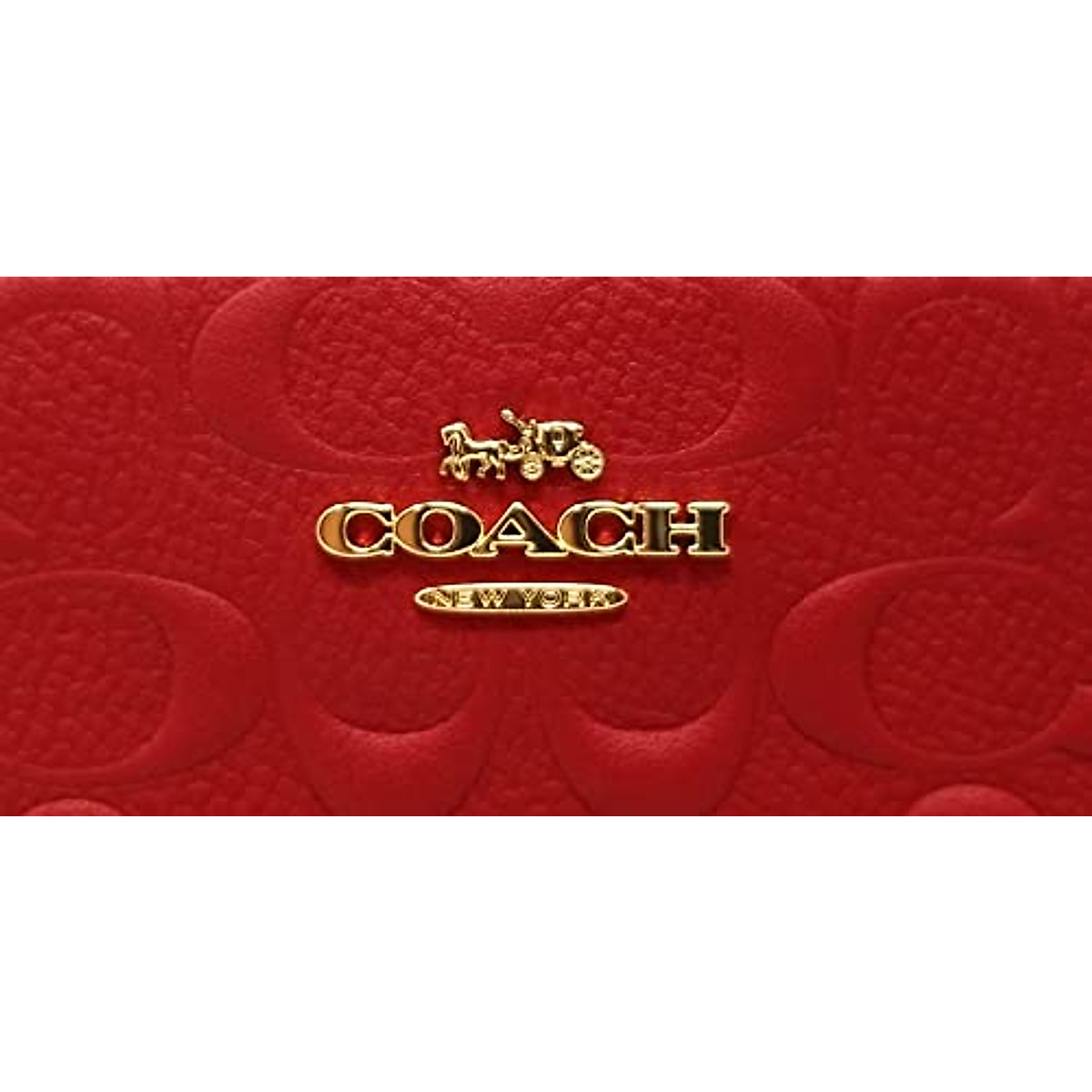 COACH Women's Corner Zip Wristlet (Embossed Leather - 1941 Red)