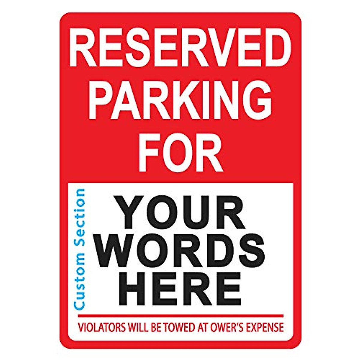 Custom Reserved Parking Sign - Personalized Parking Signs for Customers, Employees – Parking Lot, Private Property, Heavy-Duty Metal Sign, 40 mil Aluminum Rust-Free, 12" x 9"