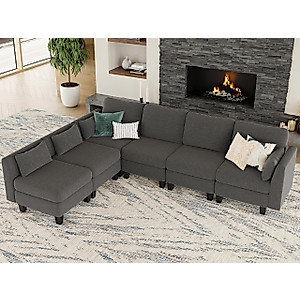 Modular Sectional Sofa, Convertible U Shaped Sofa Couch with High Density Memory Foam, 6 Seat Comfy Modular Sofa Couch for Living Room, Modern U Shaped Sectional Sofa (Darkgray)