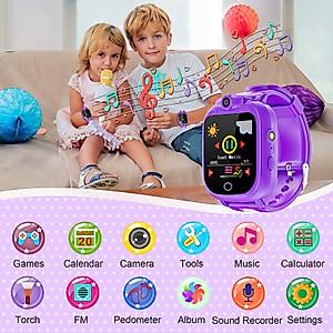 PROGRACE Kids Watch Girls Gift - Kids Watch Toddler Watch with Games 90° Rotatable Camera Music Alarm Pedometer Calculator Touch Screen Digital Wrist Watch Gifts for 4-12 Years Old