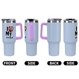I LOVE My Pit Bull 40 Oz Car Cup Stainless Steel Travel Mug Leak-Proof Insulated Tumbler with Handle Violet-style