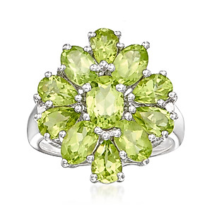 Ross-Simons 5.00 ct. t.w. Peridot Cluster Ring in Sterling Silver. Size 8