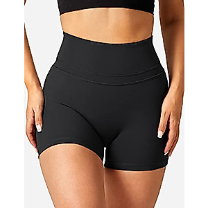 YEOREO Buttery Workout Shorts for Women High Waist Running Biker Shorts Spandex Scrunch Gym Yoga Shorts Black S