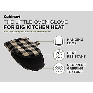 Cuisinart Buffalo Check Mini Oven Mitts - 2 Pack, Black and Ivory Plaid Design - Handle Hot Kitchen Items Safely - Non-Slip Grip Mini Oven Gloves with Insulated Pockets - 5.5 x 7.25 Inches