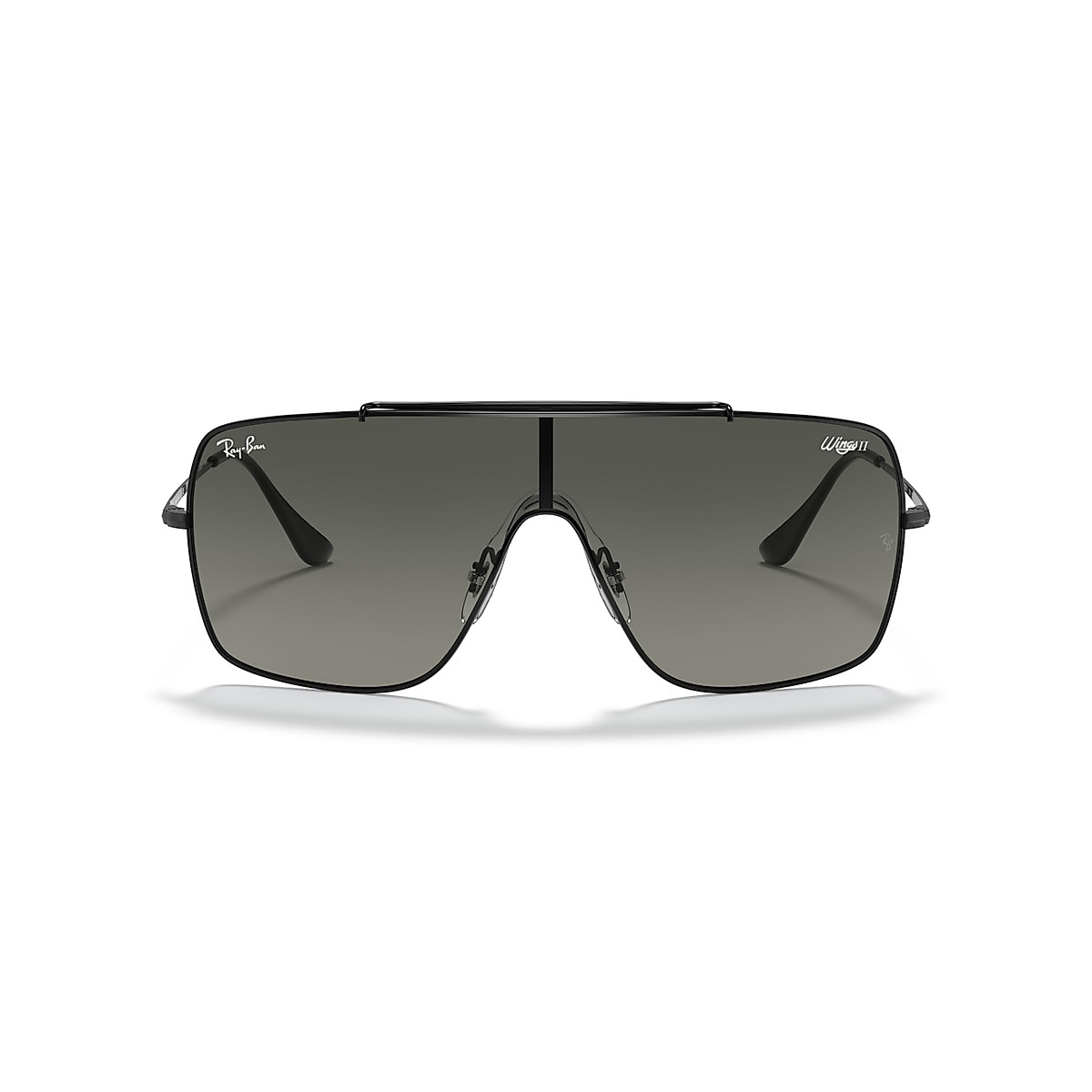 Ray-Ban RB3697 Wings II Square Sunglasses, Black/Grey Gradient Dark Grey, 35 mm