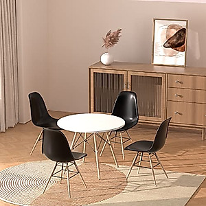 luckeu Mid Century Modern Dining Chair Set of 6, Lounge Side Chairs with Natural Beech Wood Legs, Pre Assembled Style DSW Chairs Plastic Shell Chair for Kitchen, Dining, Bedroom, Living Room