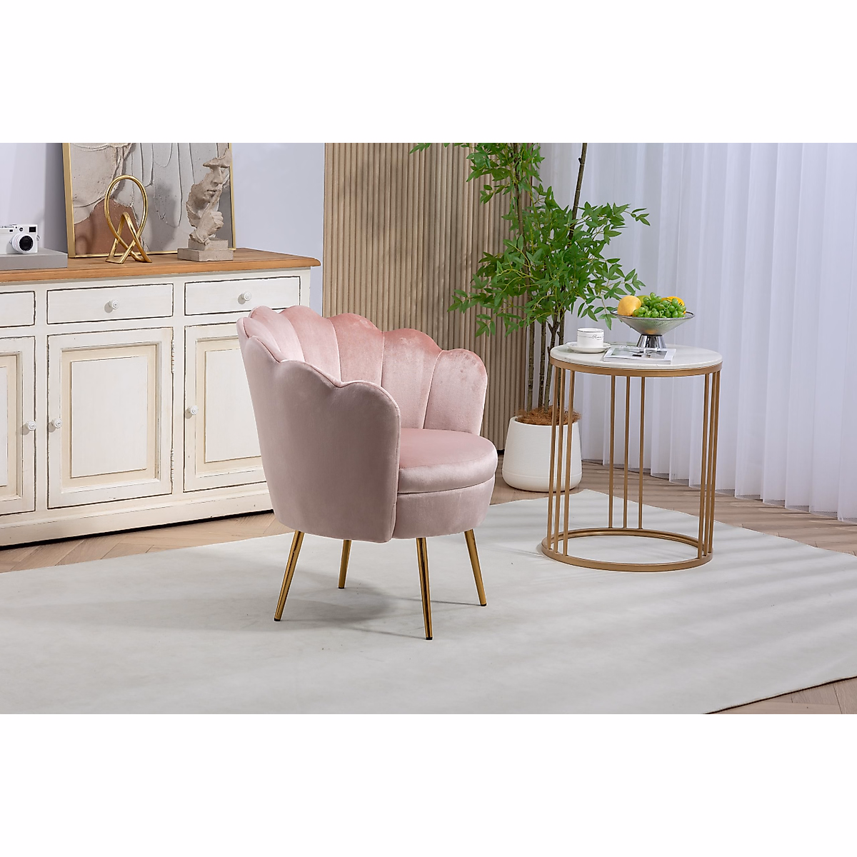 hegmentine Modern Accent Home Office Chair Desk Chair Task Vanity Chair Makeup Chairs Velvet Living Room, Bedroom…(Iceberry Pink)