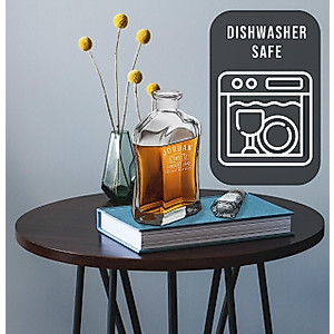 Personalized Etched Glass 23oz Whiskey Decanter, Custom Engraved Fathers Day Gift, Retirement, Anniversary, Housewarming, Customized Bourbon Gifts for Men, Scotch Birthday Gifts,Him,Dad, OG Bernard