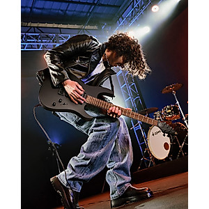 Donner Solid Body Electric Guitar, Matte Finish 39 Inch Metal Electric Guitar Beginner Kits with Bag, Strings, Strap, Cable, Strings Dampener for Rock Music Lover, DMT-100 (Matte Black)