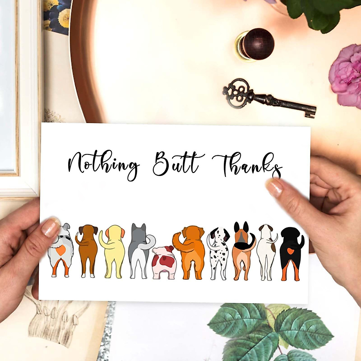 Asmallgf Cute Dog Thank You Card for Teachers Boss Friends, Funny Appreciation Gifts for Women Men, Veterinarian Gifts, Nothing Butt Thanks Pun Card