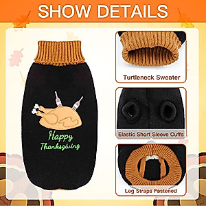 HUMLANJ 2 Packs Knitted Cat Sweater Thanksgiving Turtleneck Turkey Sweater Pet Cat Sweaters for Cats Warm Pullover Small Dog Puppy Knitwear