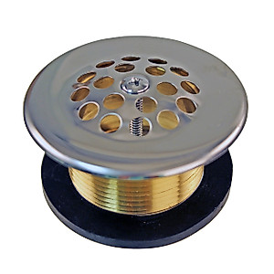 Westbrass 1-1/2” Bath Drain with Grid and Screw, Polished Chrome, D3311-C-26